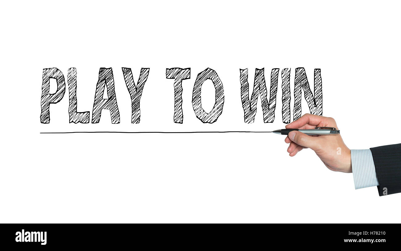 play to win written by hand, hand writing on transparent board, photo ...