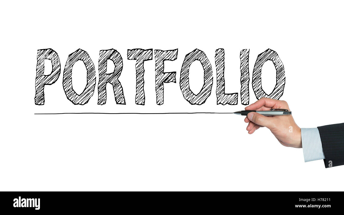 portfolio written by hand, hand writing on transparent board, photo ...