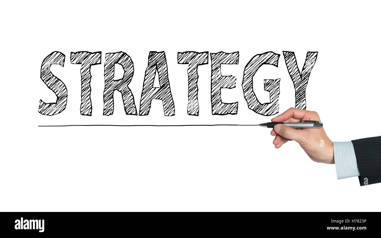 strategy written by hand, hand writing on transparent board, photo ...