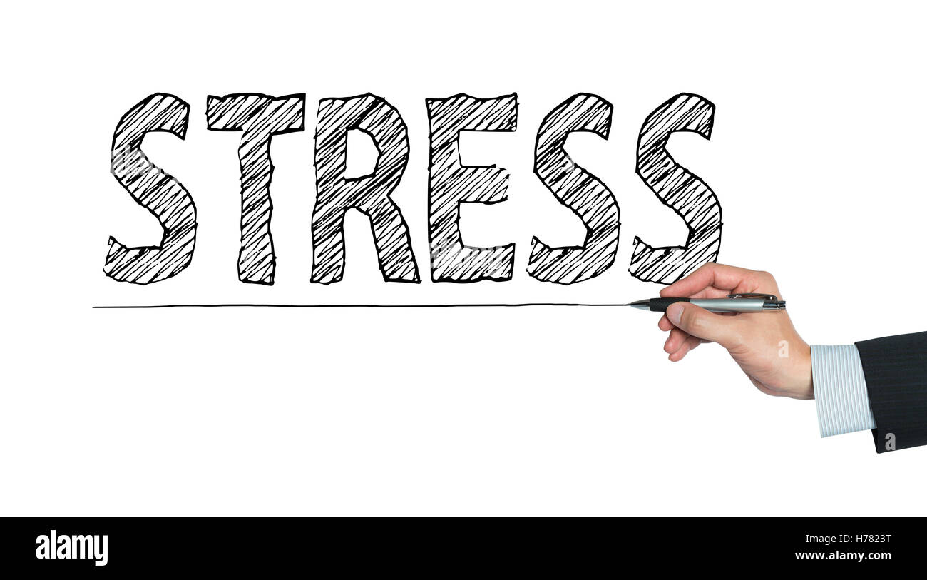 stress written by hand, hand writing on transparent board, photo Stock ...