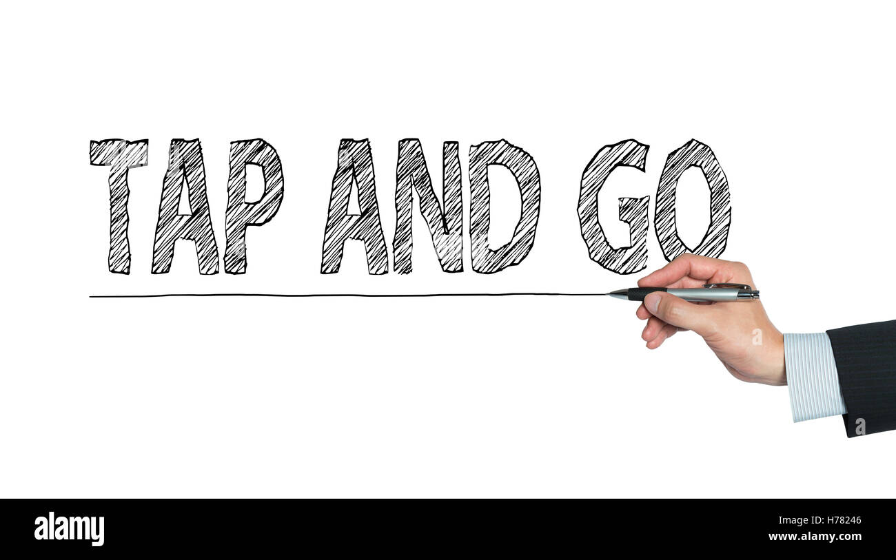 tap and go written by hand, hand writing on transparent board, photo ...