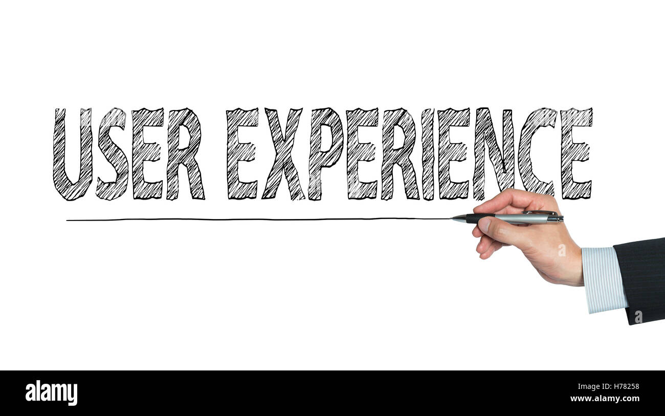 user experience written by hand, hand writing on transparent board ...