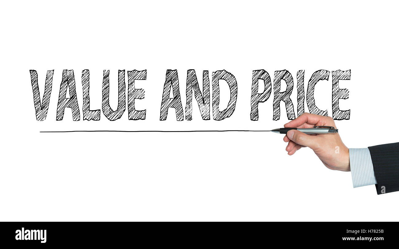 value and price written by hand, hand writing on transparent board ...