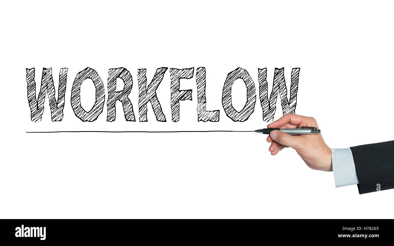 workflow written by hand, hand writing on transparent board, photo ...