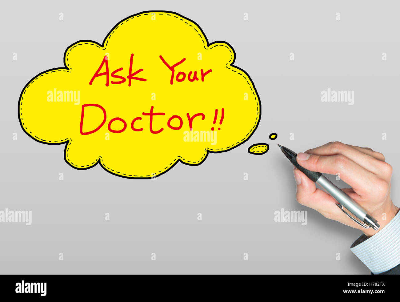 ask your doctor written by hand, gray background Stock Photo - Alamy