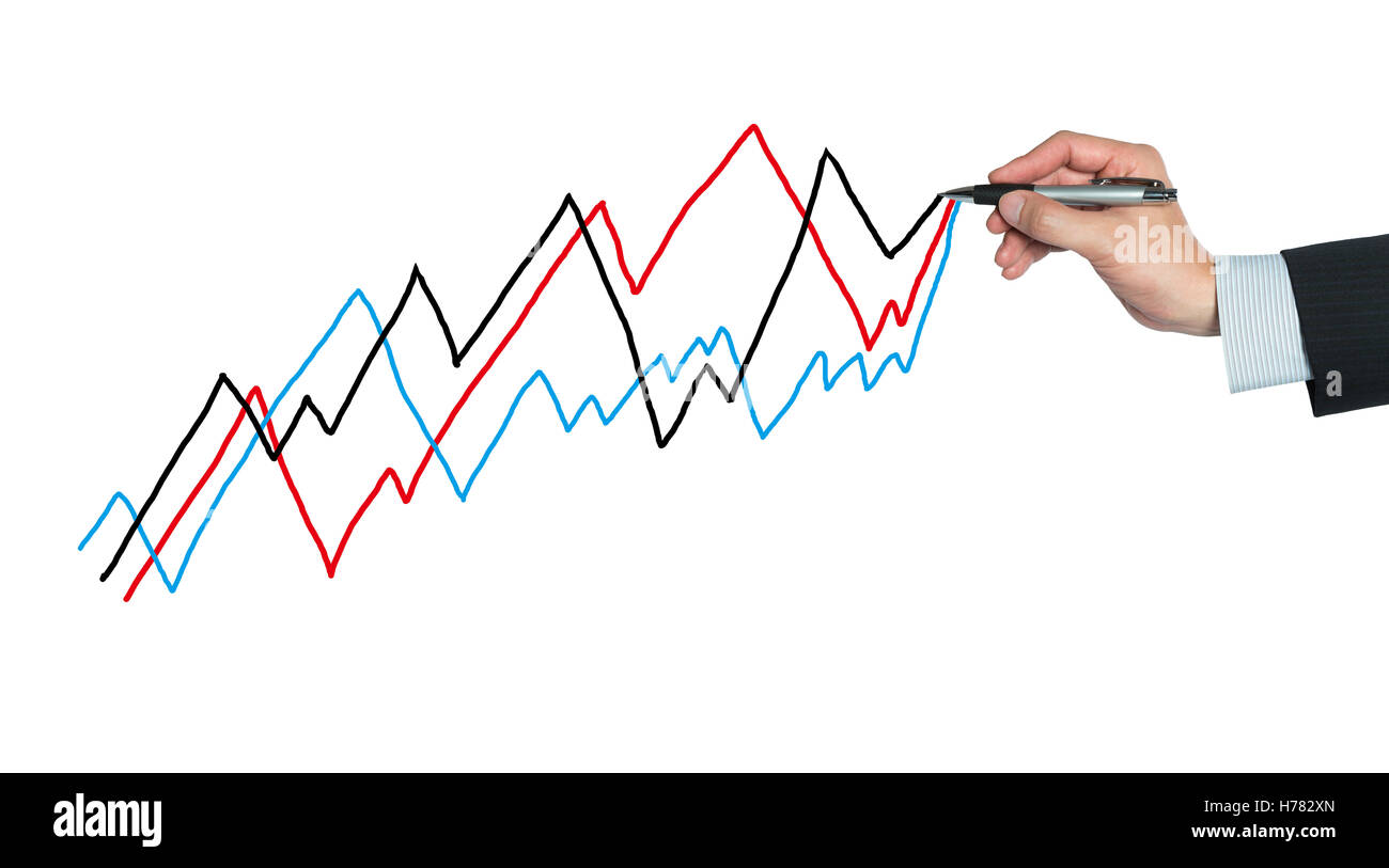 a chart showing growth drawn by hand, white background Stock Photo - Alamy
