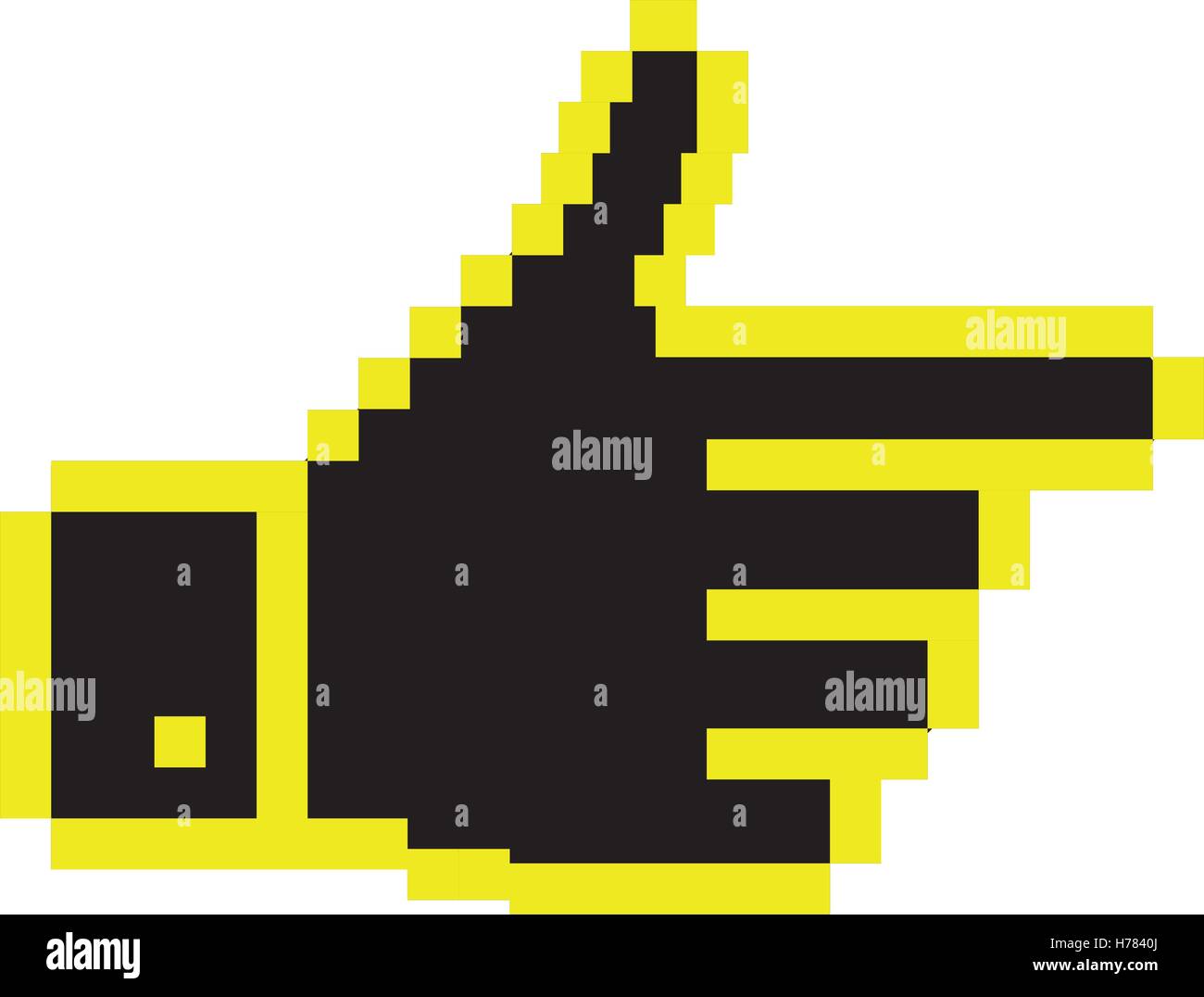 black and yellow Cursor concept hand shape icon over white background ...