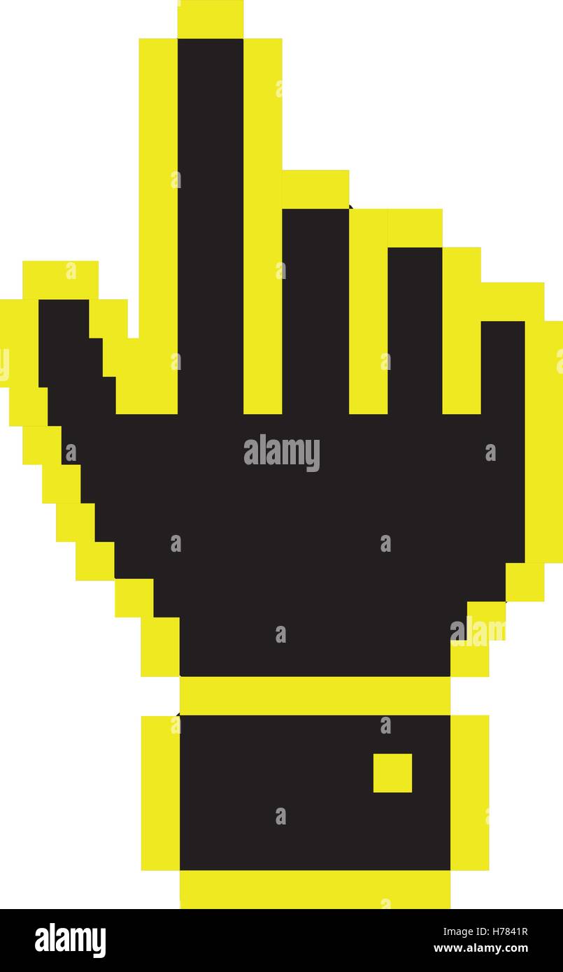 black and yellow Cursor concept hand shape icon over white background ...