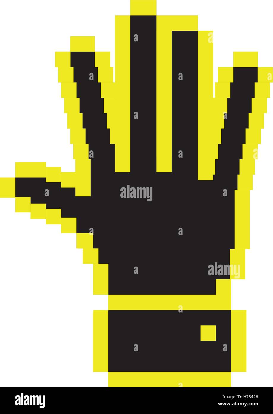 black and yellow Cursor concept hand shape icon over white background ...