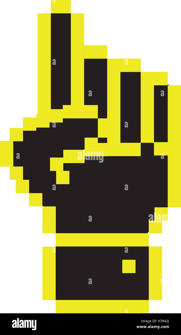 black and yellow Cursor concept hand shape icon over white background ...