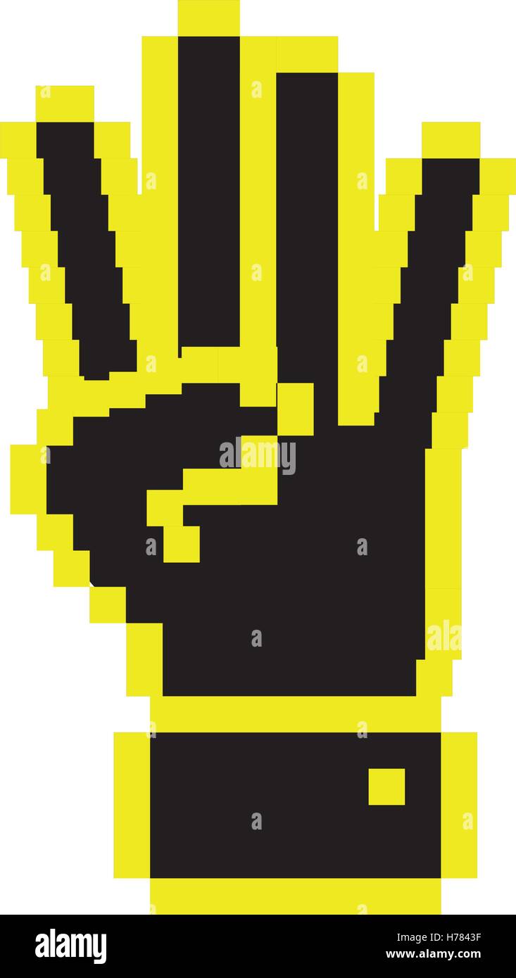 black and yellow Cursor concept hand shape icon over white background ...