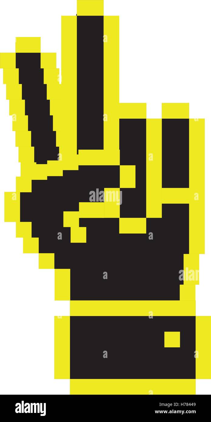 black and yellow Cursor concept hand shape icon over white background ...