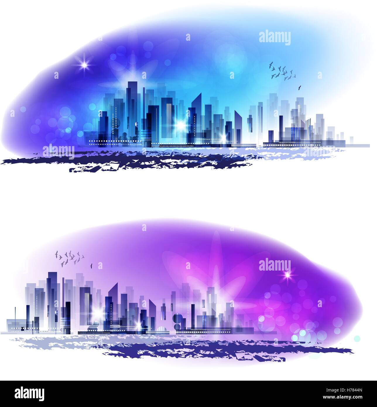 Cityscape vector background. Skyline wallpaper with skyscrapers in ...