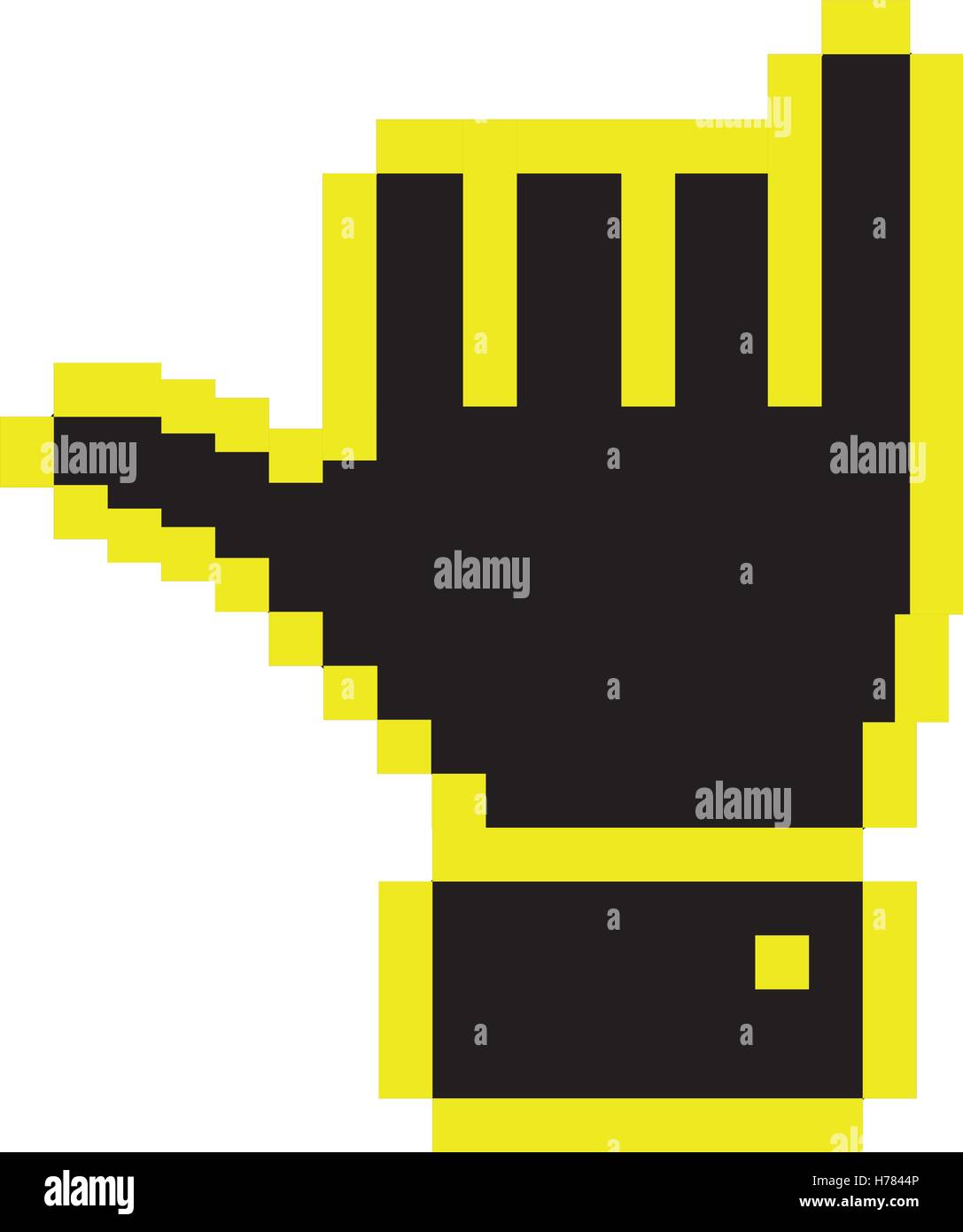 black and yellow Cursor concept hand shape icon over white background ...