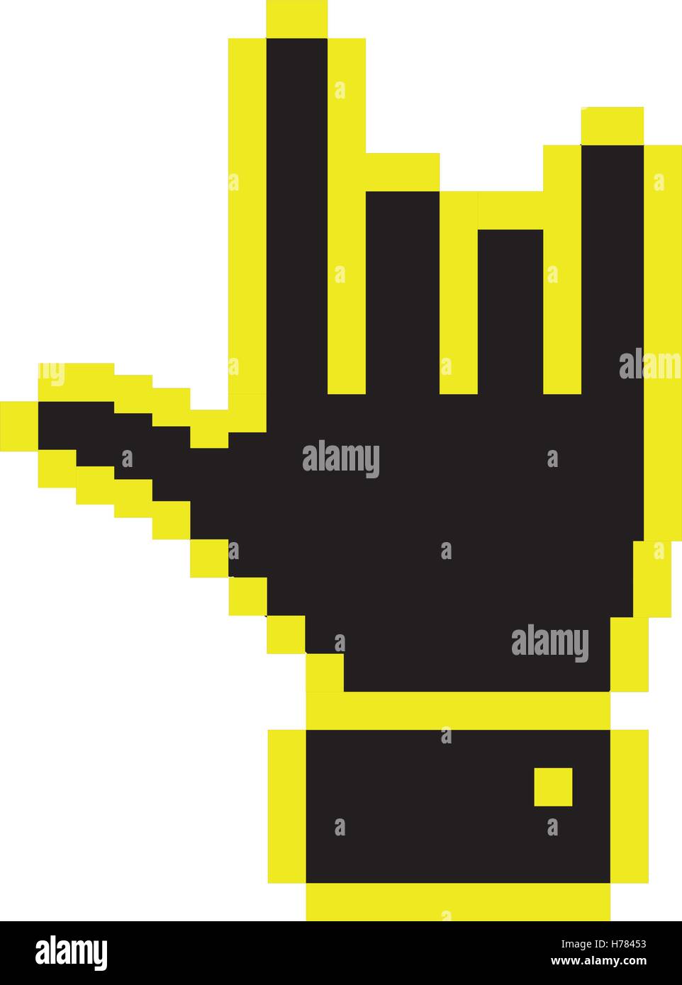 black and yellow Cursor concept hand shape icon over white background ...