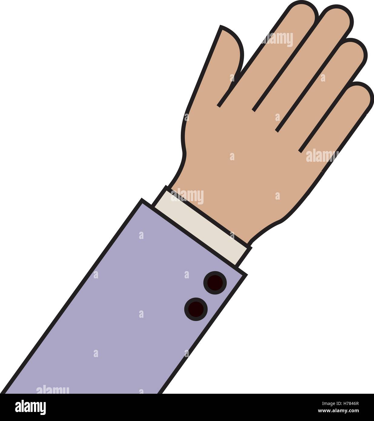 human arm and open hand palm making a expression over white background ...