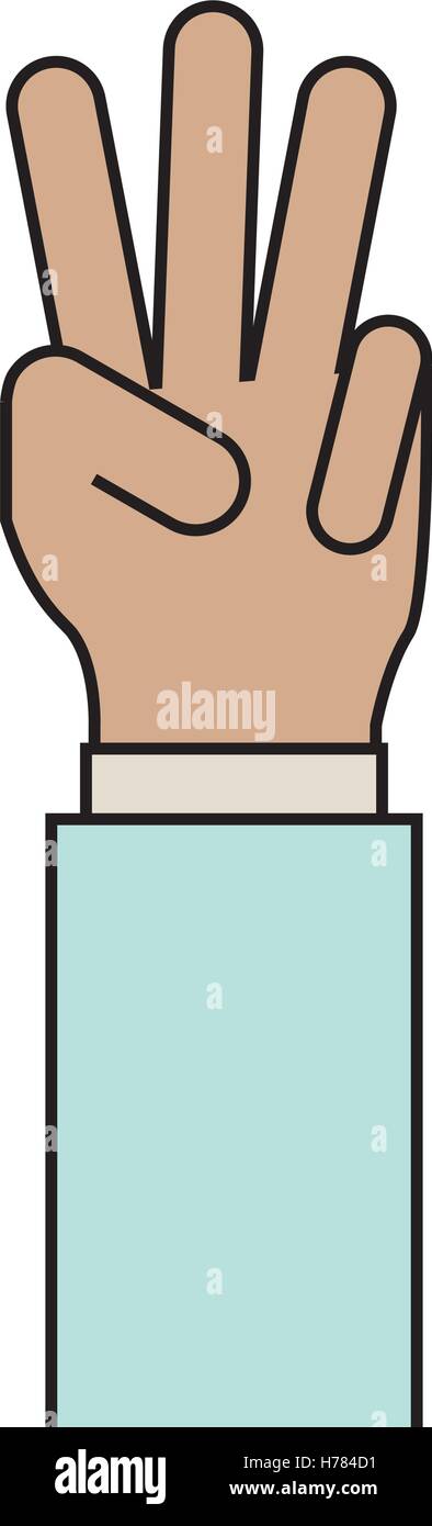 human arm and hand making a number expression over white background ...