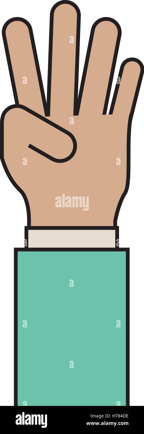 human arm and hand making a number expression over white background ...