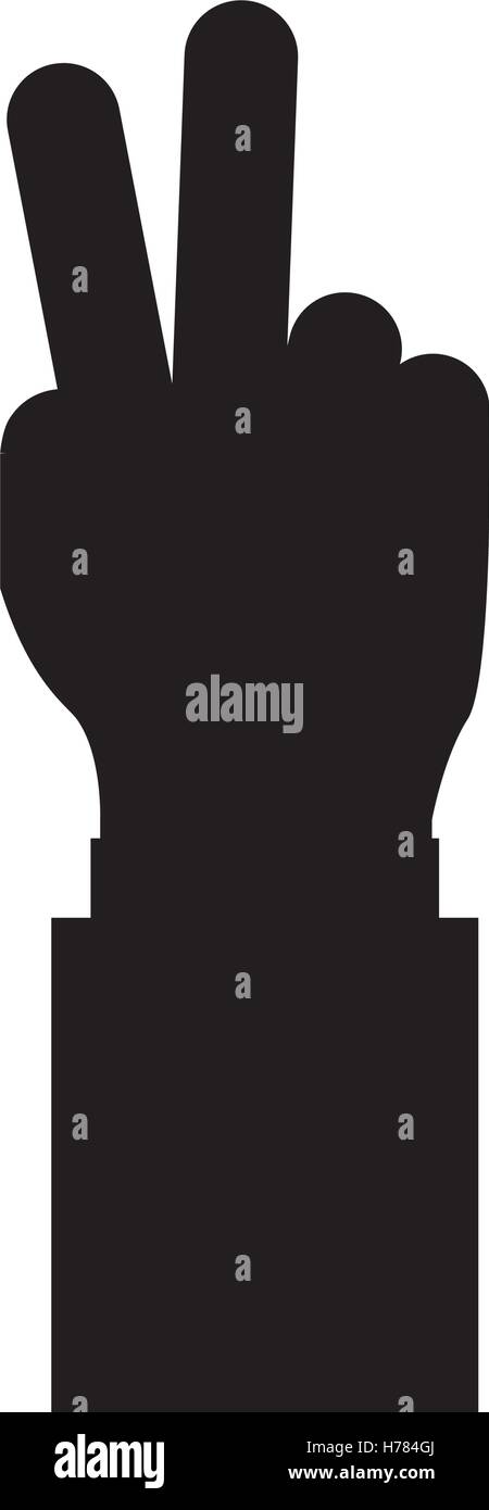 silhouette of human arm and hand making a number expression over white ...