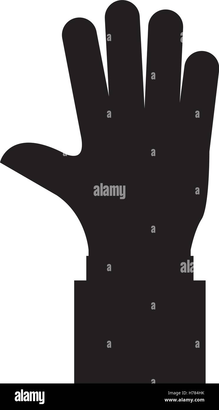 silhouette of human arm and hand making a expression over white ...