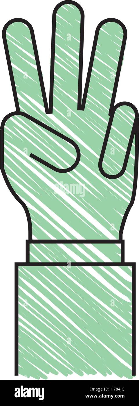 human arm and hand making a expression over white background. draw and ...