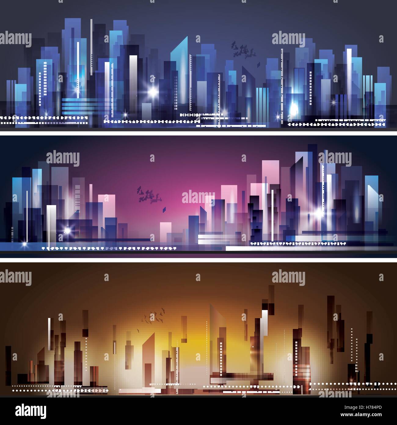 City night scene vector header set Stock Vector Image & Art - Alamy