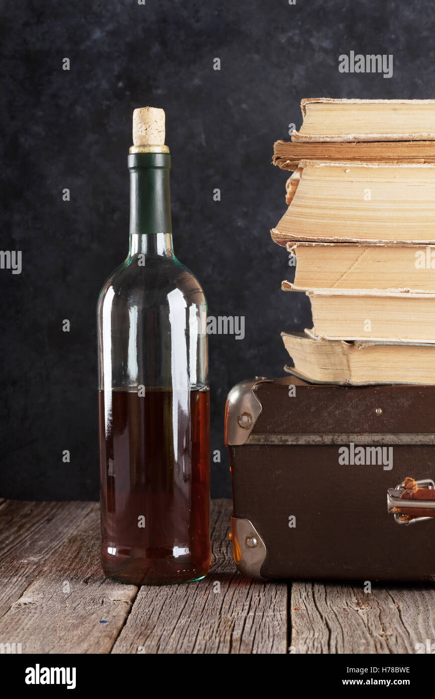 Vintage glass bottle, old books hi-res stock photography and images - Alamy