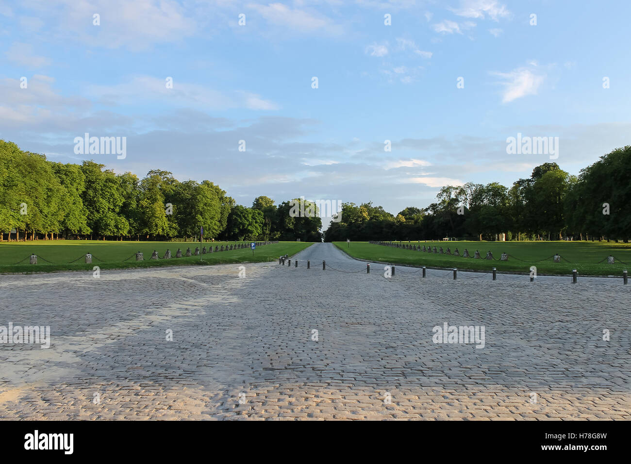 View to park of famous Chateau de Chantilly (Chantilly Castle). Oise ...