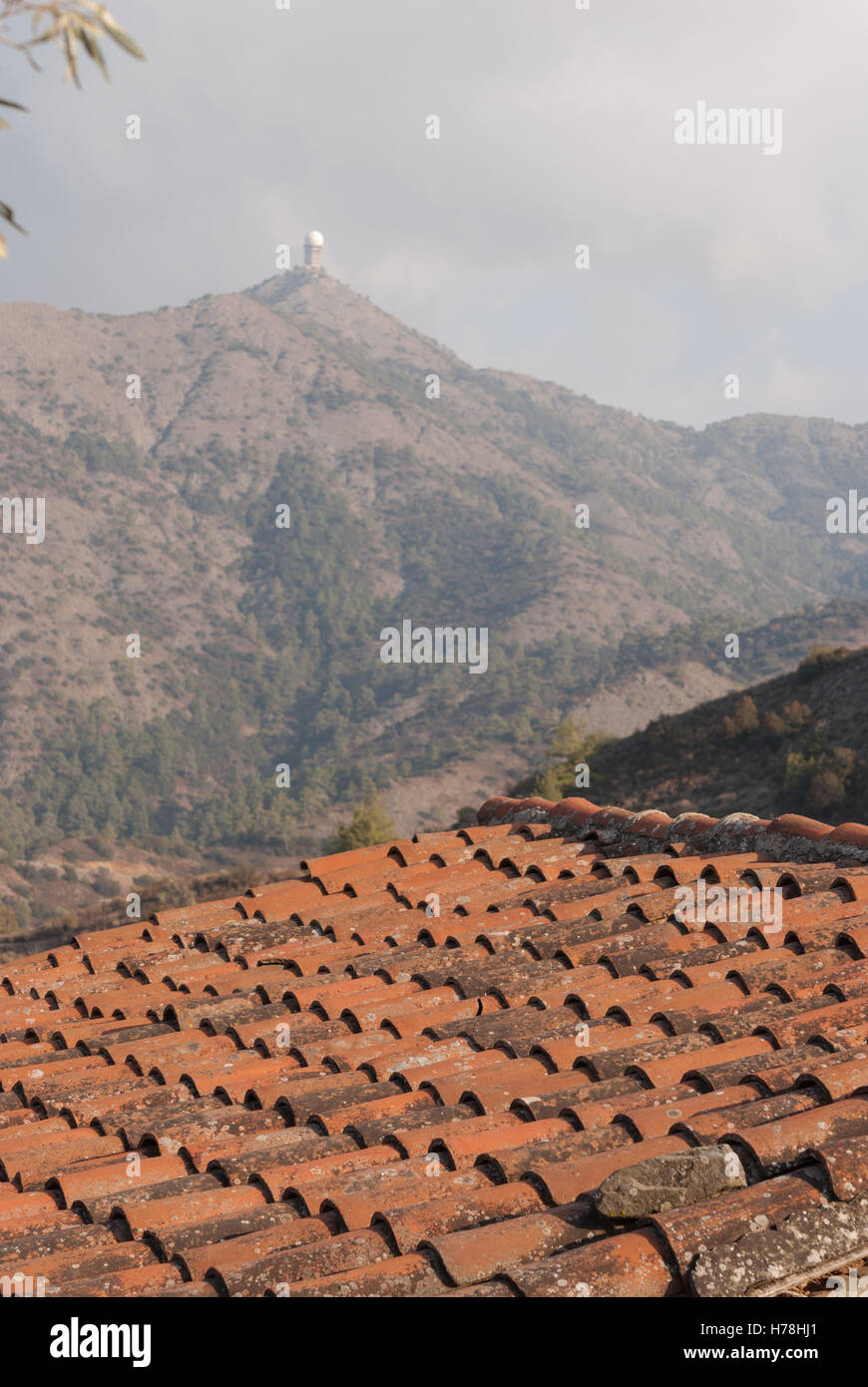 Old red roof tiles with on the Troodos mountains. Lazanias village ...