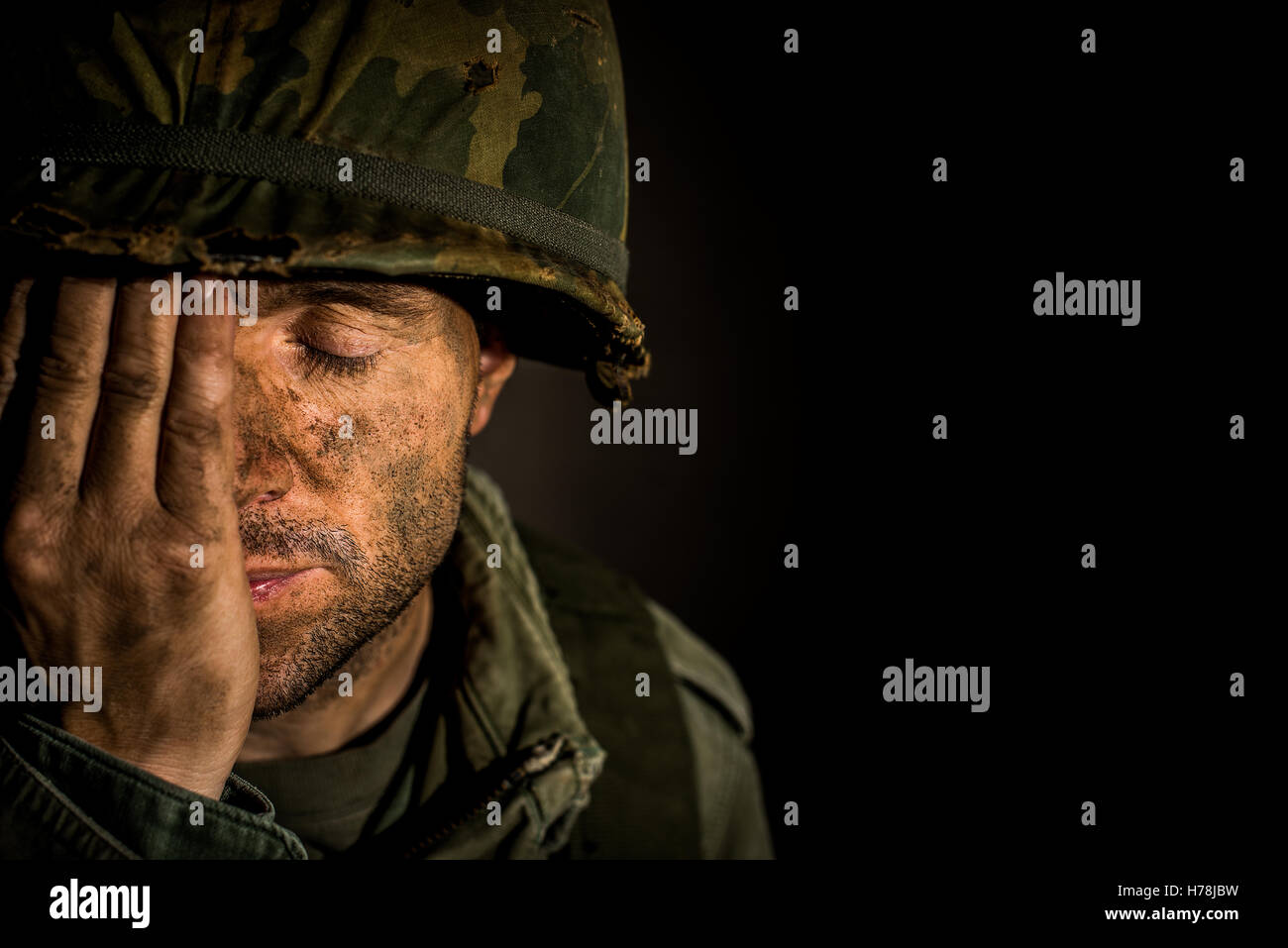 US Marine (Vietnam War) suffering with PTSD Stock Photo - Alamy
