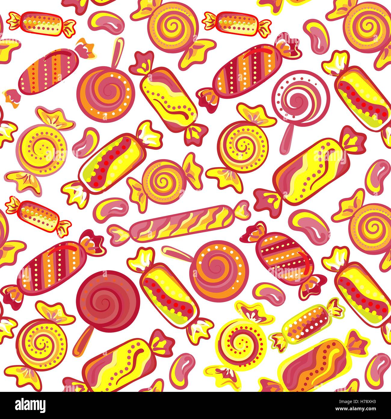 Cute seamless pattern with colorful sweets. Seamless different sweets ...