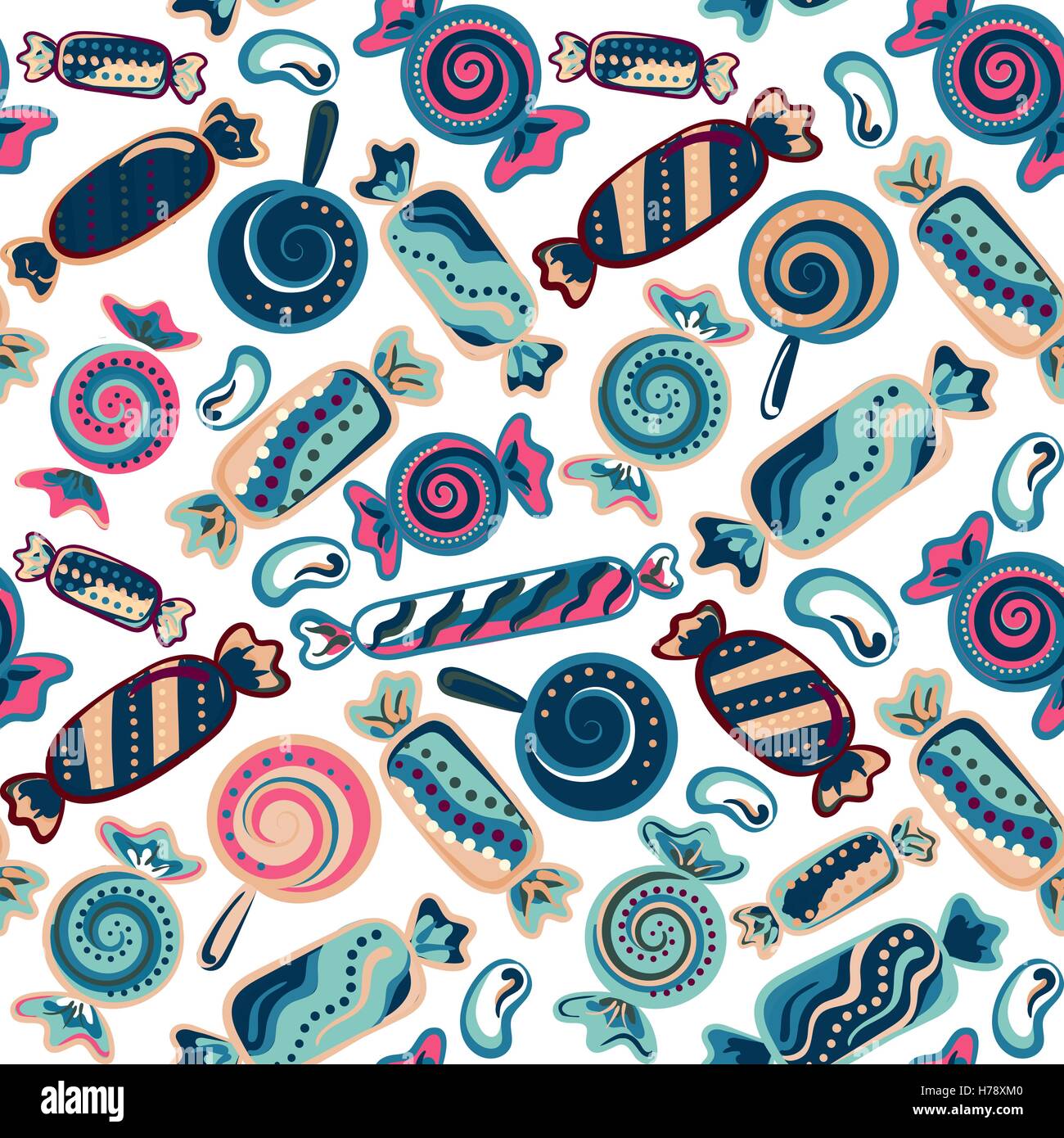 Cute seamless pattern with colorful sweets. Seamless different sweets ...