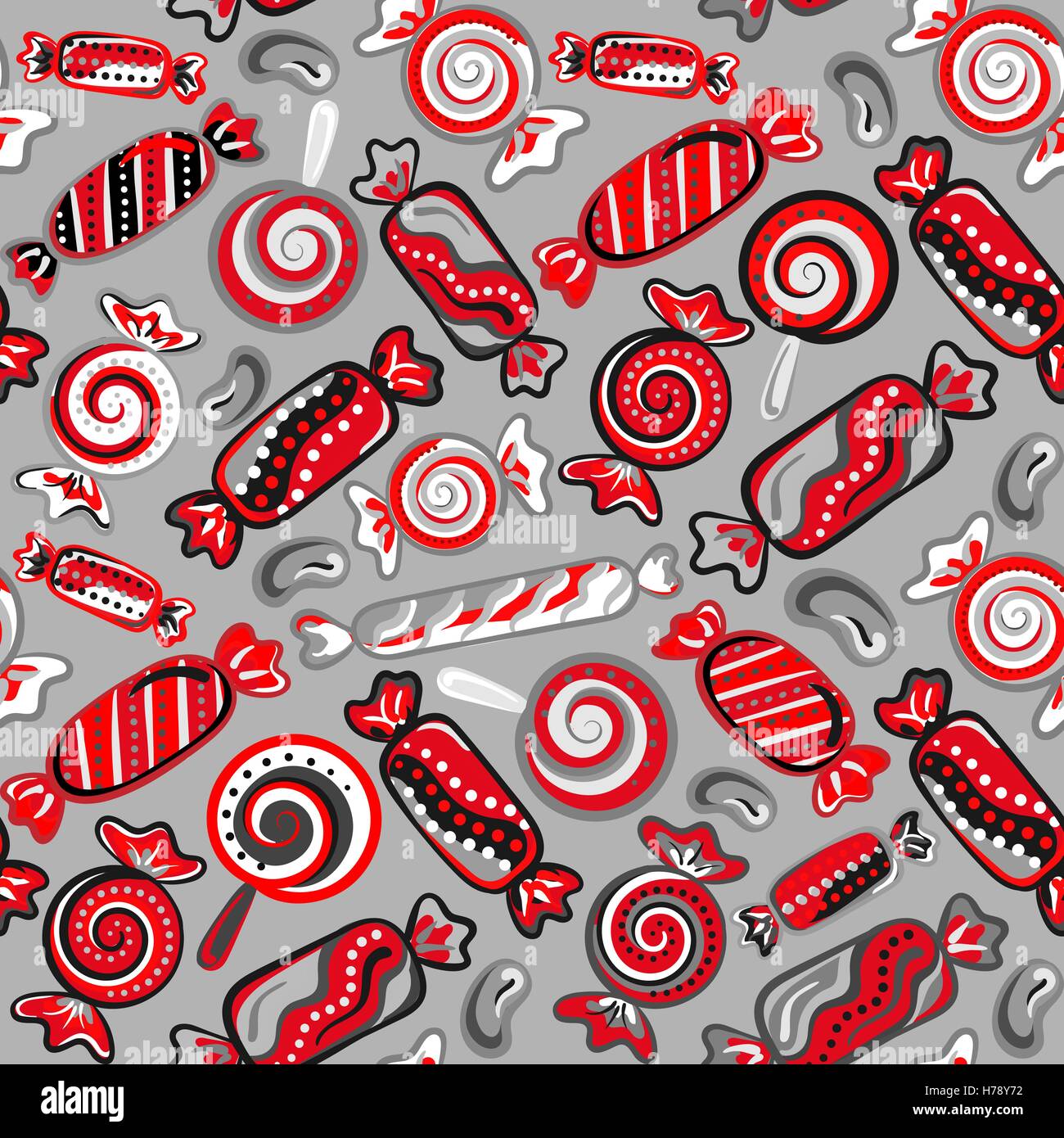 Seamless background with various candies. Vector illustration. Bright ...