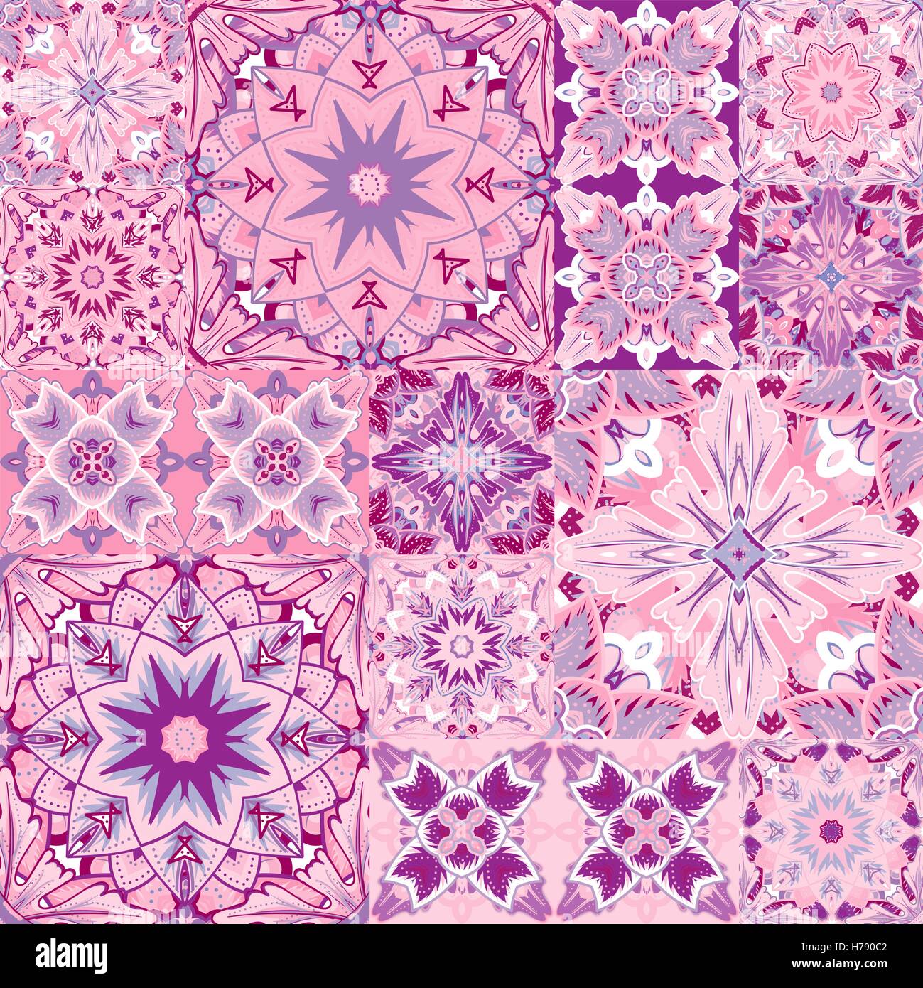 Set of seamless patchwork patterns from colorful Moroccan, Portuguese ...