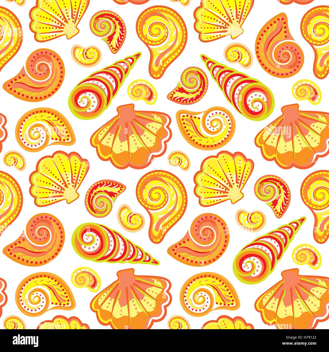 Seamless pattern of hand drawn seashells. Vector summer's children's ...