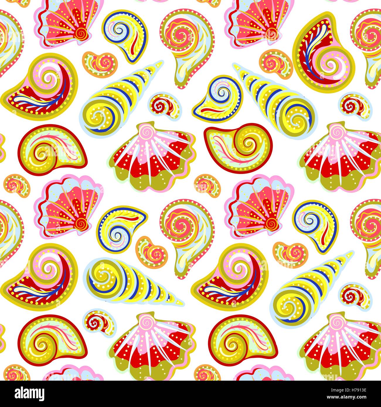 Hand draw sea shells pattern. Seamless texture with hand painted ...