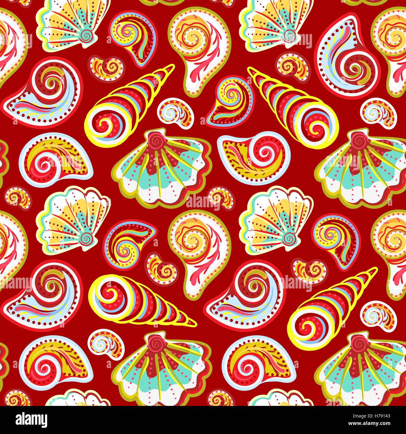 Hand draw sea shells pattern. Seamless texture with hand painted ...