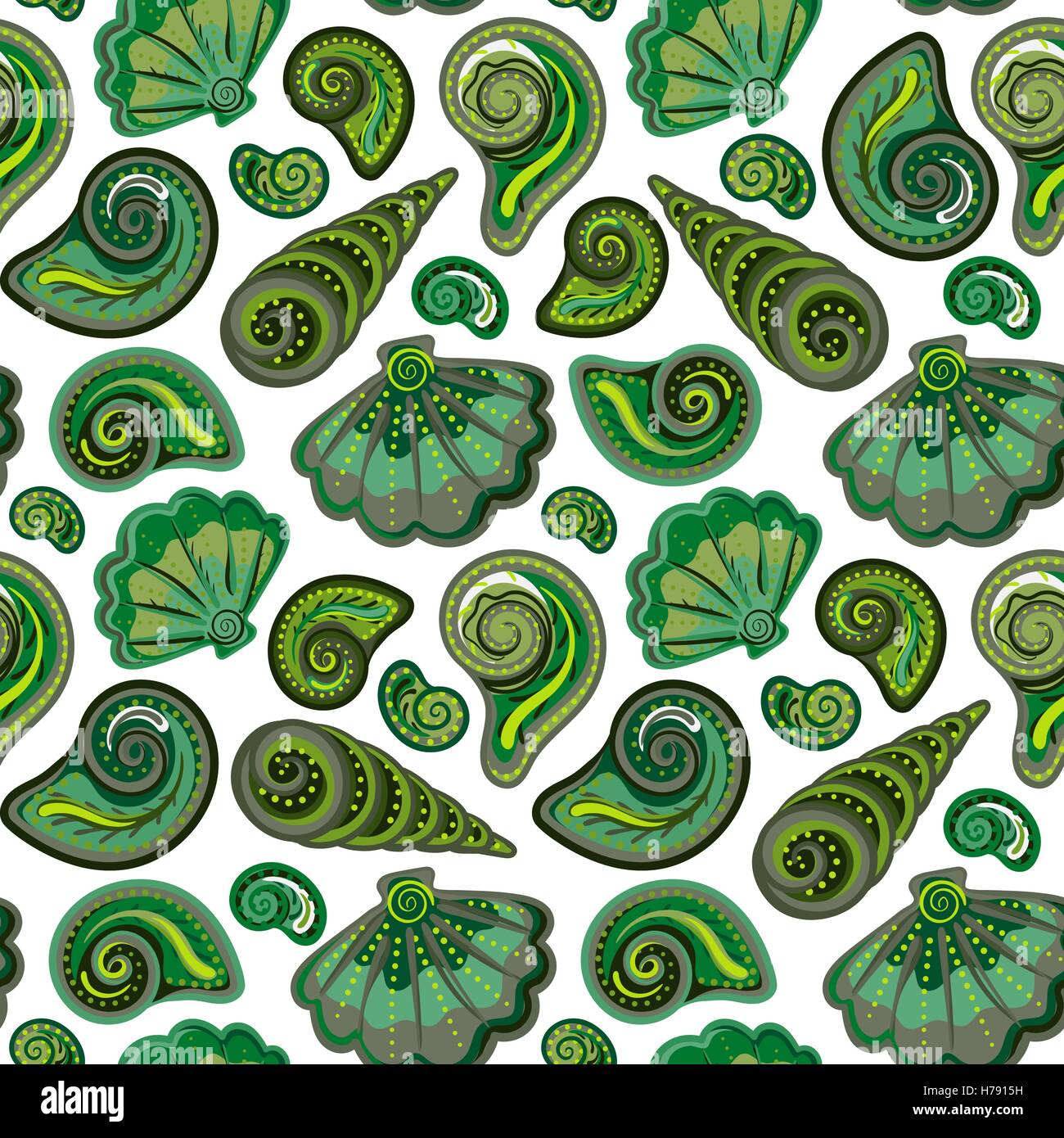 Seamless pattern with shells. Summer vector colorful background. Hand ...