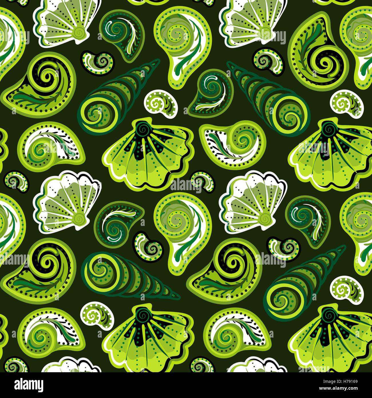 Seamless pattern with shells. Summer vector colorful background. Hand ...