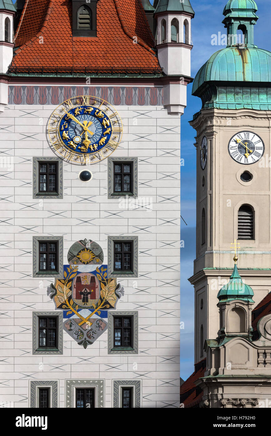 Clock Tower of the Old Town Hall (Altes Rathaus), located on the ...