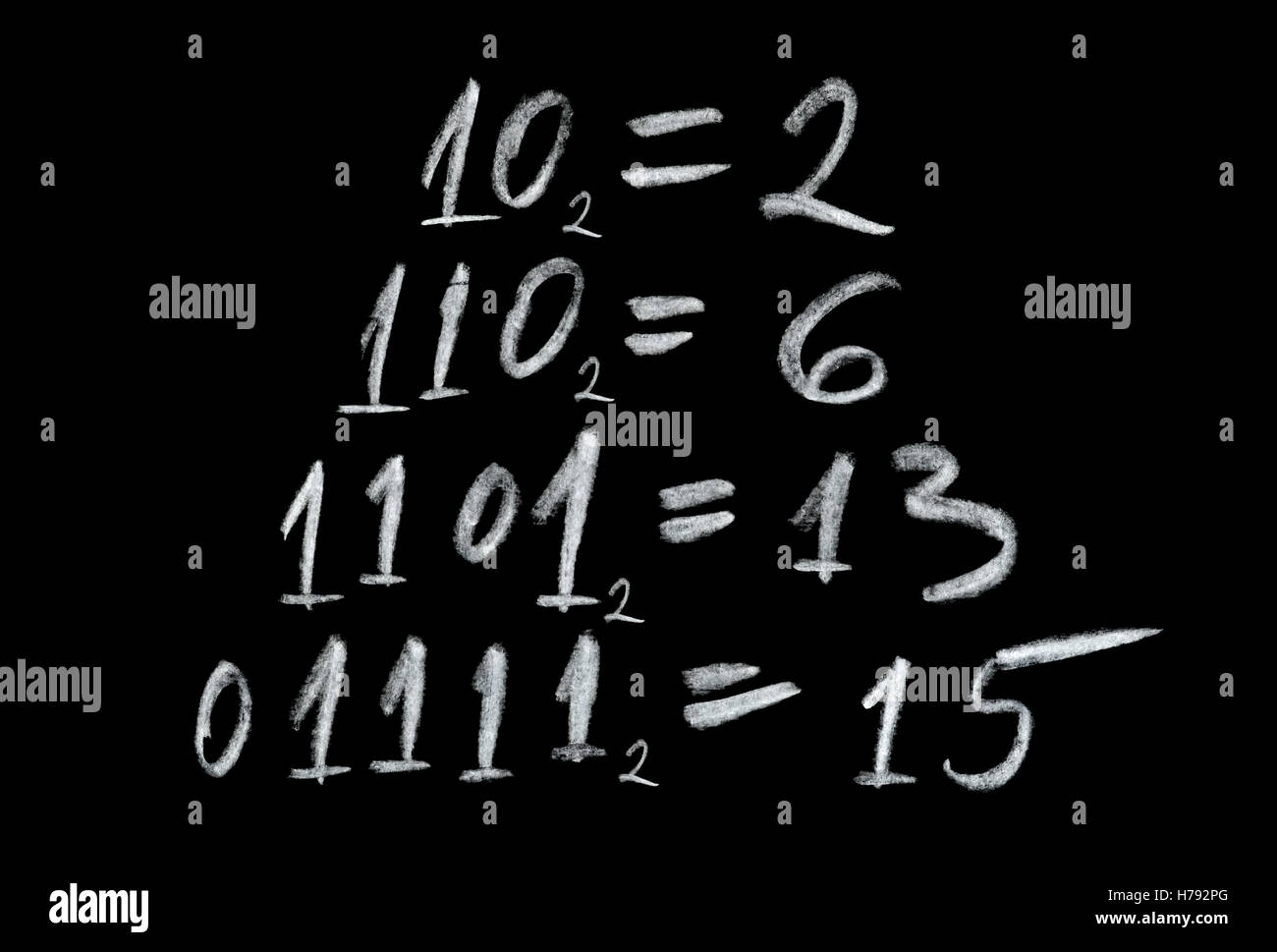 Simple example representing number conversion isolated on black ...