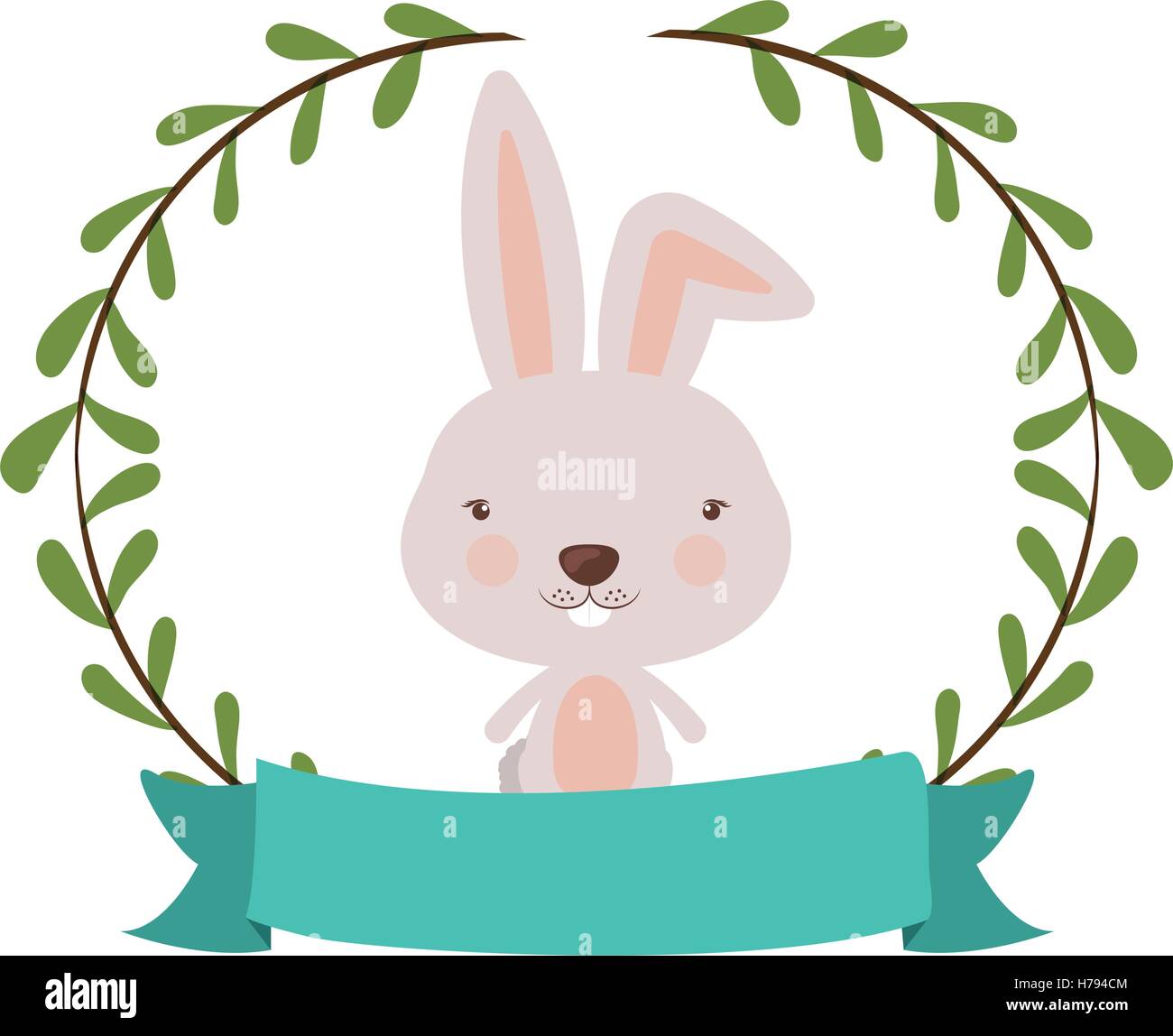 Little animal concept about cute rabbit design with blue ribbon and ...