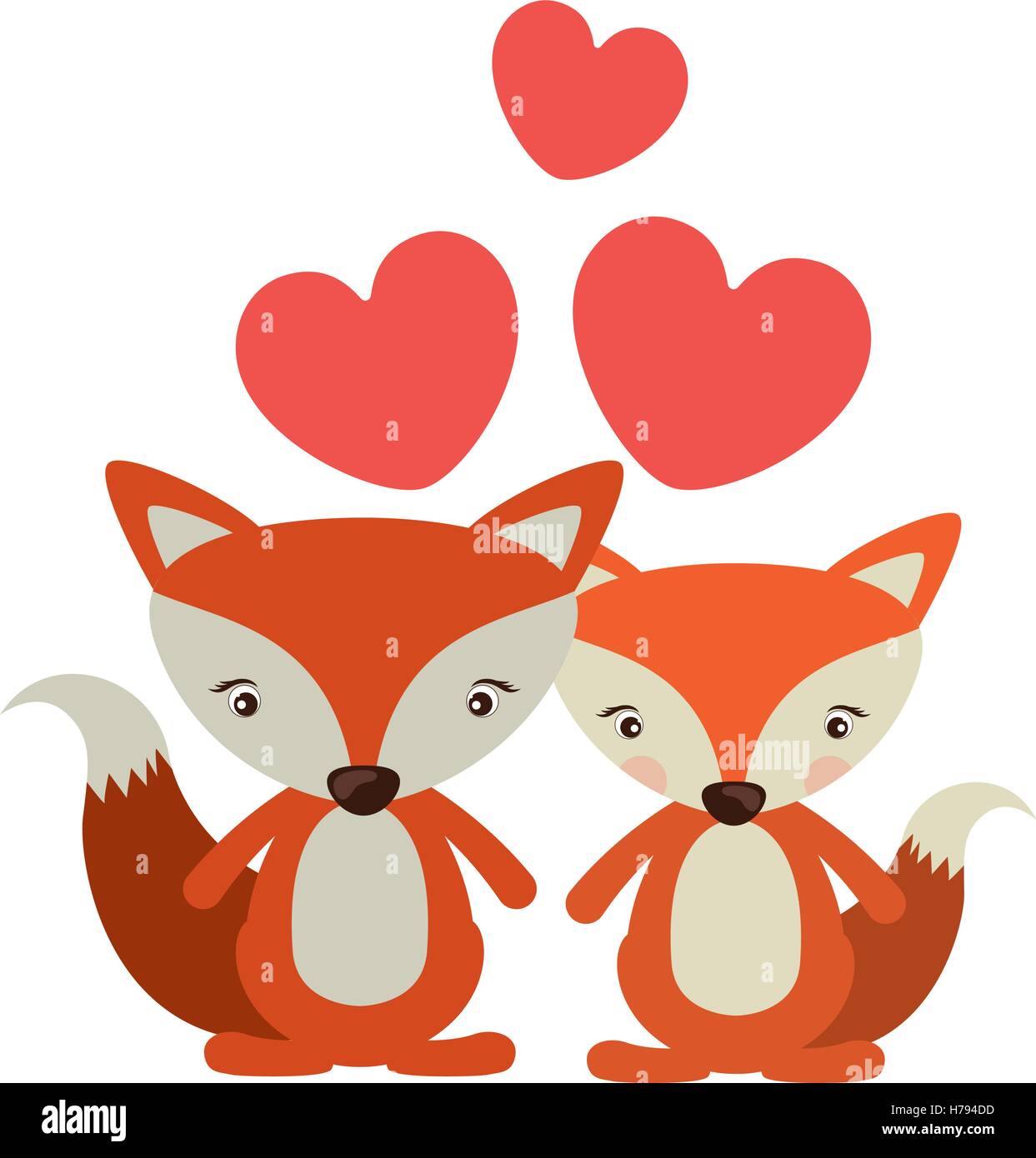 Cute Cartoon Foxes In Love