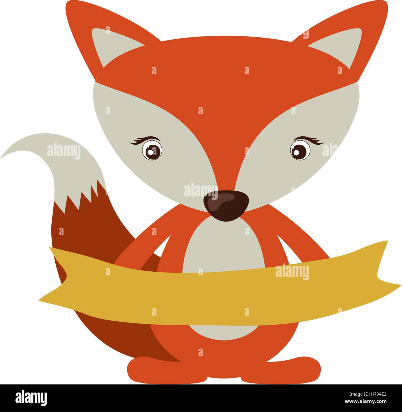 Little animal concept about cute fox with yellow ribbon design, vector ...