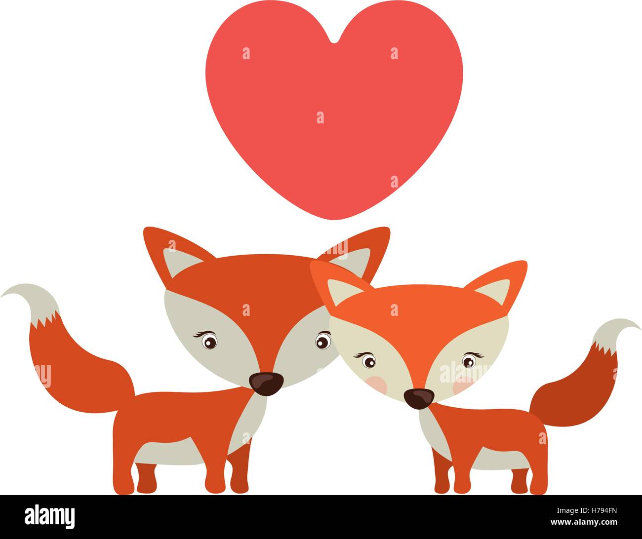 Cute Cartoon Foxes In Love