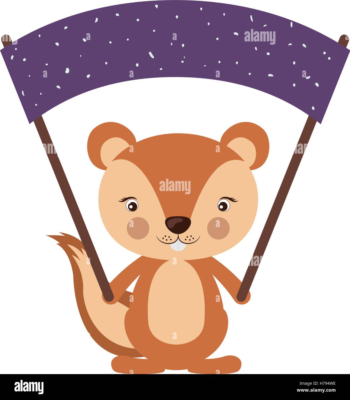 Little animal concept about cute squirrel with purple pennant design ...