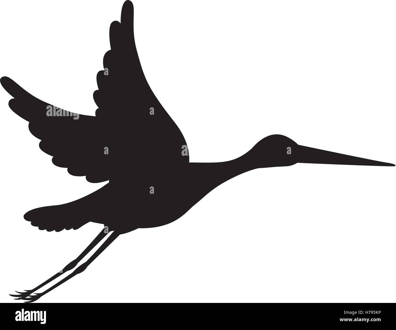 silhouette of stork bird flying icon over white background. vector ...