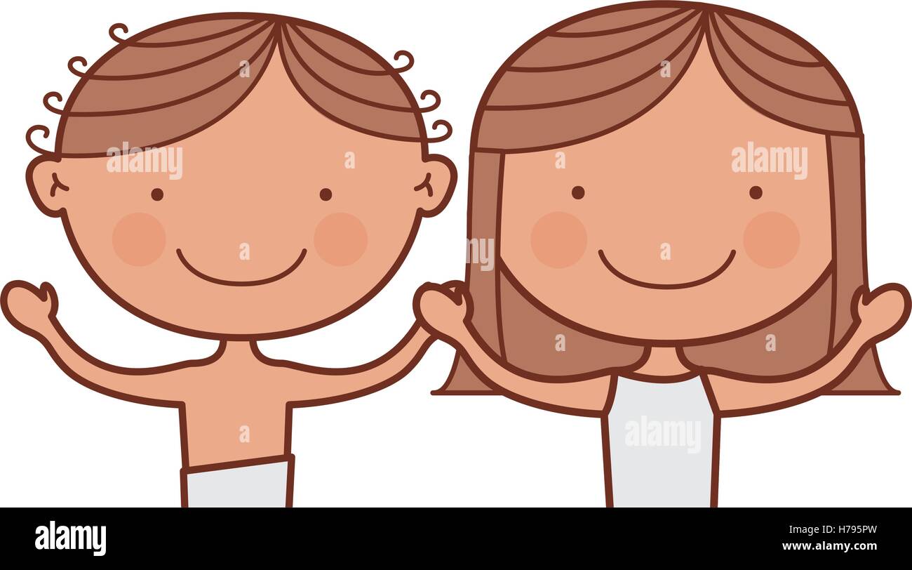 cartoon couple of boy and girl smiling over white background. vector ...