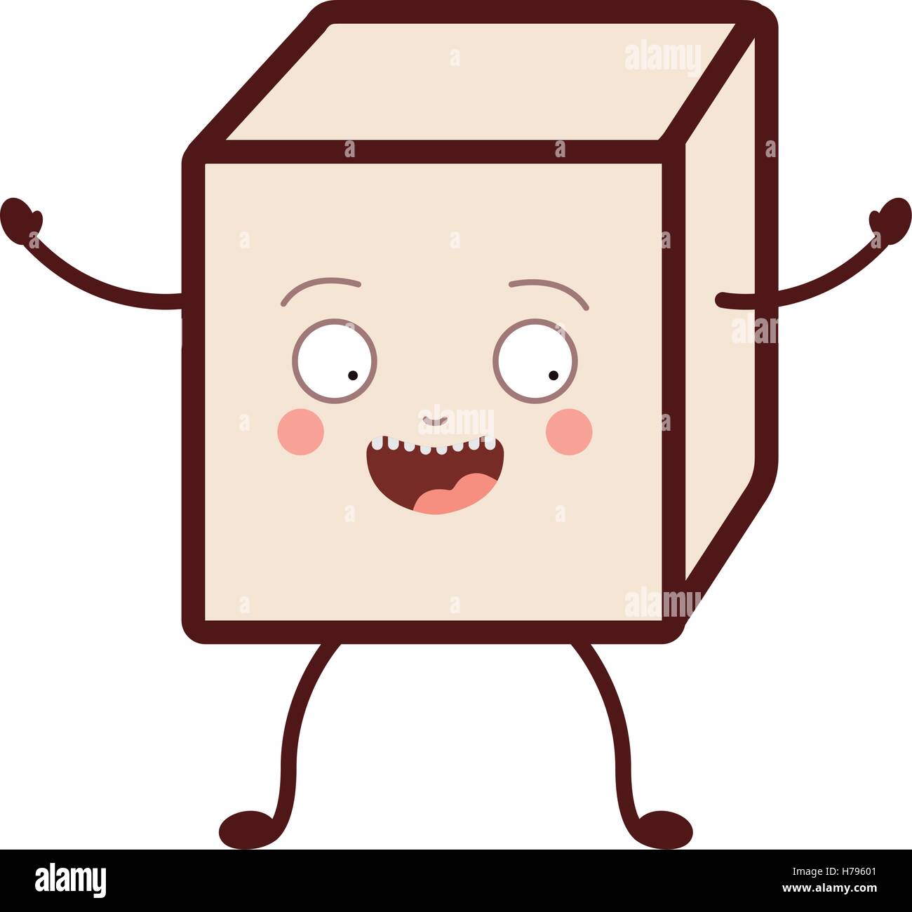 cube of sugar cartoon with happy expression over white background ...