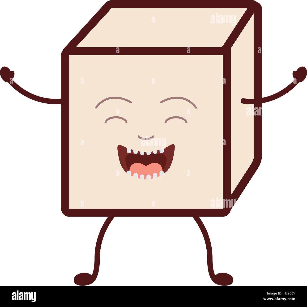 cube of sugar cartoon with happy expression over white background ...